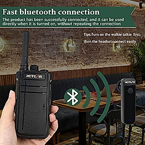 Retevis RB37 New Version,Bluetooth Two Way Radio,Walkie Talkies for Adults,Wireless Earpiece,2000 mAh,VOX,Type-C,for Retail Pet Hospital (2 Pack)