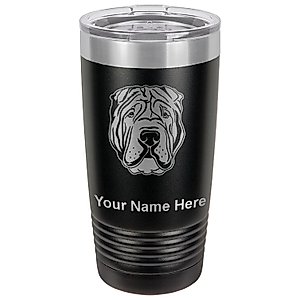 LaserGram 20oz Vacuum Insulated Tumbler Mug, Shar Pei, Personalized Engraving Included (Black)