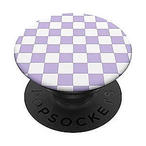 Checkerboard Purple and White - Checkered Pattern Checker PopSockets Swappable PopGrip