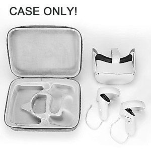 N-Brand Hard Carrying Case for Oculus Quest 2 All-in-One Virtual Reality Headset and Accessories, Protective Storage Travel Bag - Gray(Gray Lining)