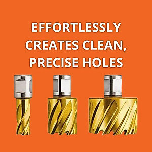 Slugger by Fein HSS Cobalt Annular Cutter with Enhanced Cutting Geometry for Precision Drilling - High-Durability Steel, 1" Cutting Depth, 11/16" Bore Diameter, 3/4" Straight Shank - 63134174007