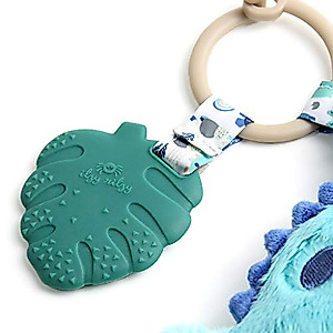 Itzy Ritzy Infant Toy & Teether - Itzy Pal Baby Teething Toy Includes Lovey, Crinkle Sound, Textured Ribbons & Silicone Teether Toy for Newborn (Dinosaur)