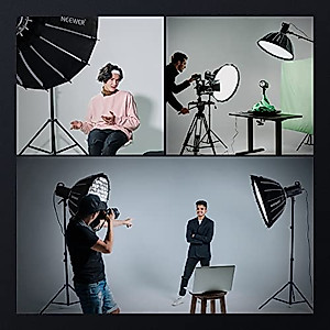 NEEWER 26inch/65cm Parabolic Softbox Quick Set up Quick Folding, with Diffusers/Honeycomb Grid/Bag, Compatible with Aputure 120d Light Dome Godox sl60w NEEWER RGB CB60 and Other Bowens Mount Lights
