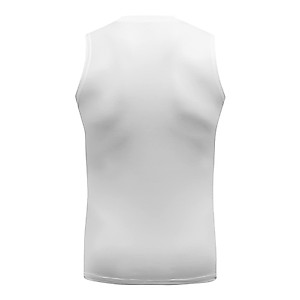 Compression Shirt Men Fitness Compression Tank Top Sleeveless Shirt Quick Dry Bodybuilding Workout Running Vest White M