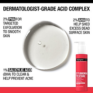 Neutrogena Stubborn Texture Daily Acne Facial Cleanser with Salicylic Acid, 6.3 fl. oz, & Neutrogena Stubborn Marks PM Treatment with Retinol, 1.0 fl. oz, Fragrance Free Skincare, 2 Items