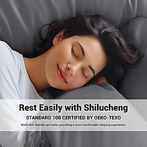 Shilucheng Cooling Breathable Bamboo Bed Sheets Set - King Size,1800 Thread Count Super Silky Soft with 16 Inch Deep Pocket, Machine Washable, 4 Piece (King,Dark Grey)