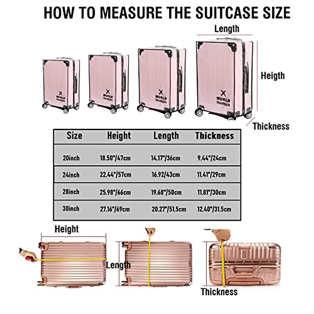 RF REENFAYA Suitcase Cover Luggage Protector Covers Clear Luggage Cover PVC Suitcase Luggage Cover Waterproof Luggage Case Thicken Suitcase Protector Cover (20inch)