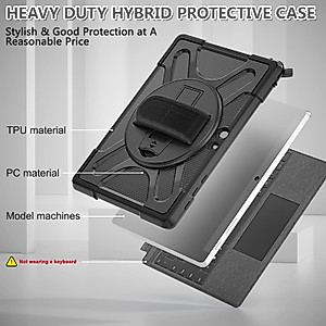 Junfire Protective Case for Microsoft Surface Go 4 (2023)/Surface Go 3 (2021)/ Surface Go 2 (2020), Rugged Surface Go Case with Hand Strap/Kickstand, Compatible with Type Cover Keyboard-Black