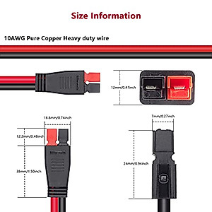 Billion wealth 12 AWG 10Feet 45A Battery Quick Connector Male to Female Extension Cable with 2Pack 4inch Red/Black Battery Quick Adapters Harness Compatible with Portable Power Station