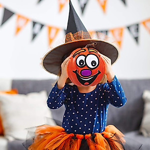 Supla 48 Kits Halloween Funny Face Pumpkin Decorating Craft Kits Decorates 48 Pumpkins Foam Jack-O'-Lantern Self-Adhesive Halloween Stickers for Kids Pumpkins Art Project Classroom Activity