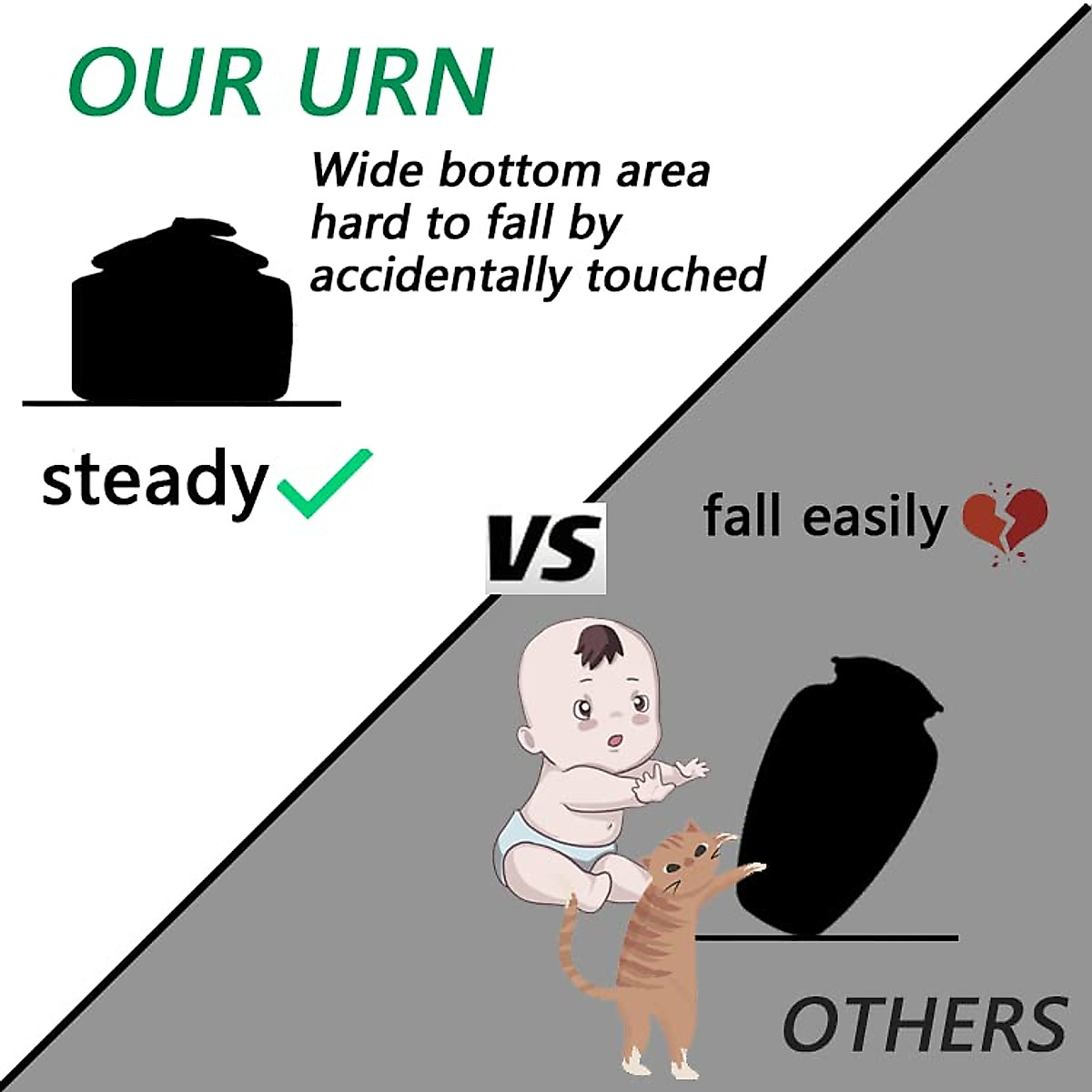 CredKity Ceramics Ashes Urn for Cats,Small Dogs and Human. Cat Urn, Small Dog Urn for Memorying Pets. Sharing Personal Ashes and Belongings with This Love Urn.