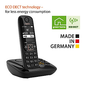 Gigaset A694A Expandable Cordless Phone - answering Machine - Caller ID - high Contrast Display - Brilliant Voice Quality HSP - Long Standby time 180 Hours - Made in Germany, Black