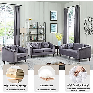 YIPDFERNOR Purple Lint 3-Piece Living Room Sofa Set, Contemporary Sofa Couch Set, for Living Room Furniture Sets、Offices、Apartments（Loveseat）