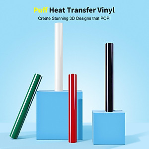 HTVRONT 3D Puff Vinyl Heat Transfer, 5Pcs 3D Puff Vinyl Sheets for T Shirts, Red Puff Heat Transfer Vinyl for Cricut & Cameo - Easy to Cut & Weed & Transfer (12 * 10in)