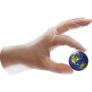 Global Glove 8600PF Thermoplastic Elastomer (TPE) Powder-Free, Clear, 2 Mil, Smooth Finish, 10-Inch Disposable Gloves (Large) - Box of 200