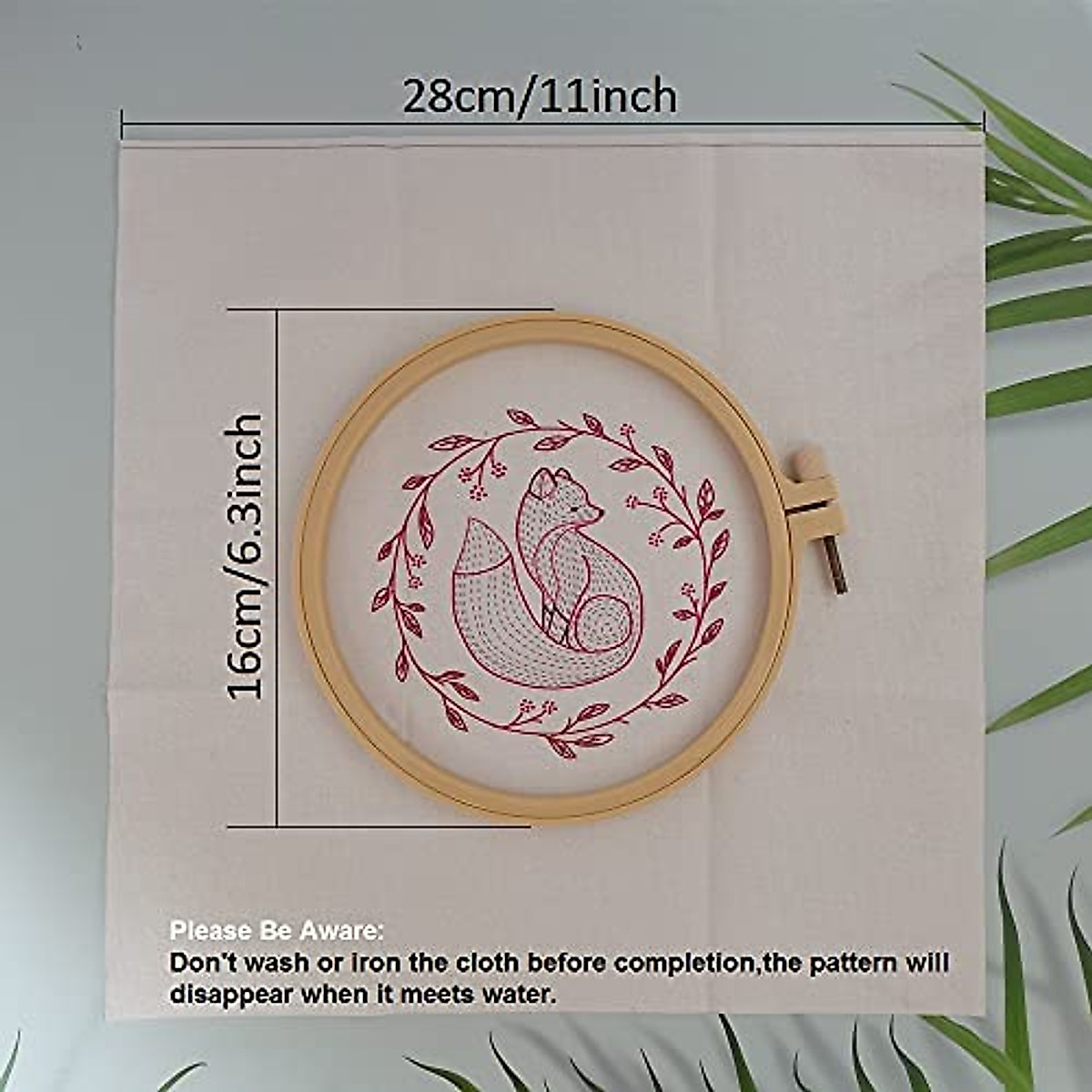 mopulo Embroidery Kit for Adults Beginners Starter Cross Stich Kit with Fox Pattern Stamped Embroidery Cloth Hoops Threads Needles Easy Handmade Needlepoint Kits,Fox