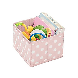 mDesign Small Fabric Drawer Organizer Bins for Kids/Baby Nursery Dresser, Closet, Organization - Bins Hold Clothes, Diapers, Cream, Toy, Blankets - 6 Pack, Pink/White Polka Dot