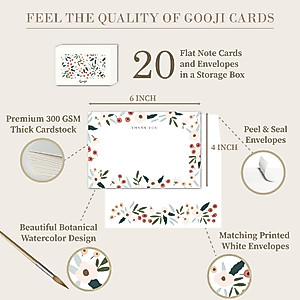 Gooji 4x6 Blossom Floral Thank You Cards with Envelopes 20 Pack, Bohemian Thank You Cards, Bridal Thank You Cards Floral, Girl Scout Thank You Notes, Pink