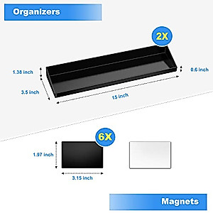 KACIOPOO 30" Magnetic Shelf for Kitchen Stove, Metal Stove Top Shelf Over the Stove, Magnetic Spice Rack Organizer Over Stove Kitchen Organizer(2 Pack 15", Black)