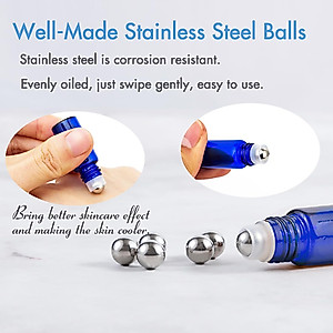 ZEJIA 3ml Roller Bottles 24Pack Cobalt Blue Thick Glass Essential Oil Roller Bottles Stainless Steel Roller Ball with 2 Droppers