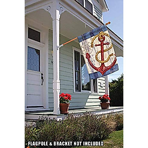 Toland Home Garden 1010001 Rustic Anchor And Compass Boat Flag 28x40 Inch Double Sided Boat Garden Flag for Outdoor House Ship Flag Yard Decoration