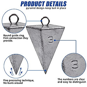 Fishing Pyramid Sinker Weights Pyramid Fishing Sinker Bulk Fishing Weights Tangle Free Fishing Sinker 1oz 2oz 3oz 4oz 5oz 6oz 8oz