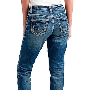 Silver Jeans Co. Women's Plus Size Girlfriend Mid Rise Skinny Jeans, Medium Marble Wash, 18 Plus