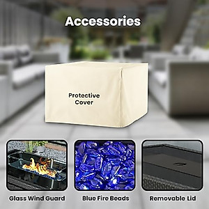 Gorilla Fire Pits 44 inch 50,000 BTU Outdoor Propane Gas Fire Pit Table w/Glass Tabletop & Brown Wicker Body (44", Brown Wicker, FPH-BRN)