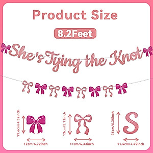 She's Tying the Knot Banner - Coquette Bridal Shower Bachelorette Party Decorations, She's Tying the Knot Bridal Shower Wedding Bachelorette Party Decor Pink Glitter
