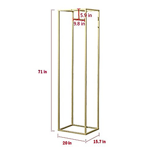 MDEPYCO Simple Fashion Metal Garment Rack,Commercial Grade Heavy Duty Clothing Display Racks,Entryway Organizer Storage Clothes Shelves (71" L, Gold)