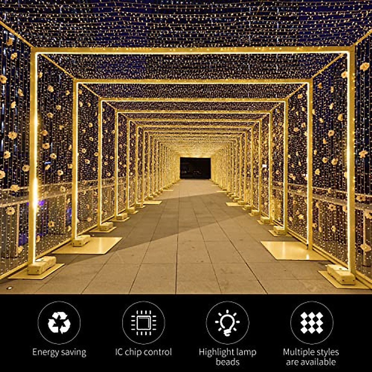 VITOOTE Twinkle Star 66ft 480 LED String Lights Outdoor, Waterproof Connectable Hanging Light for Party Decor, Wedding Party Home Garden Hotel Christmas Lights(Warm White)