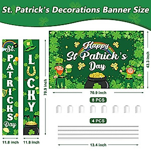 St Patricks Day Decorations, St. Patrick's Day Porch Sign Welcome Banner, Large Lucky Shamrock Clover Photography Backdrop Decor, St Patricks Day Gift for Outdoor Garden Door Parade Party Supplies