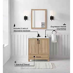 Pimentel Vanity Modern Bath Ceramic Sink, 30-INCH X 19-INCH X 34-INCH Color Oak Elegance