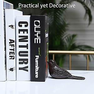 Livfodrm Door Stopper for Floor Decorative Cute Bird Heavy Duty Cast Iron Door Stop Farmhouse, 2 Pack Door Stops Wedge Rustic Dark Brown