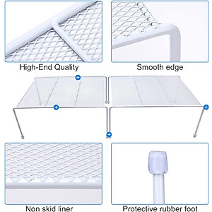 Set of 2 Mesh Kitchen Shelves Cabinet Storage Shelf Rack (13.1 x 10.2 Inch) ，Kitchen Bathroom Pantry Cupboard Desk Home Office, Fridge, Cabinet, Bathroom Cupboard, Non-Slip Plastic Feet (2, White)