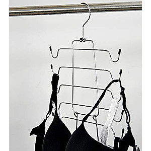 Home-X Space-Saving Bra Hanger Organizer for Closet, Polished Chrome Hanging Bra or Camisole Storage Rack, Storage Solutions for Small Spaces, Set of 2, 20 ½” L x 12" W