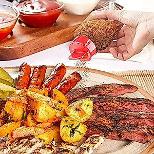 RoyalHouse 6 Pack 9.5 Oz Plastic Spice Jars with Red Cap, Clear and Safe Plastic Bottle Containers with Shaker Lids for Storing Spice, Herbs and Seasoning Powders, BPA Free, Made in USA