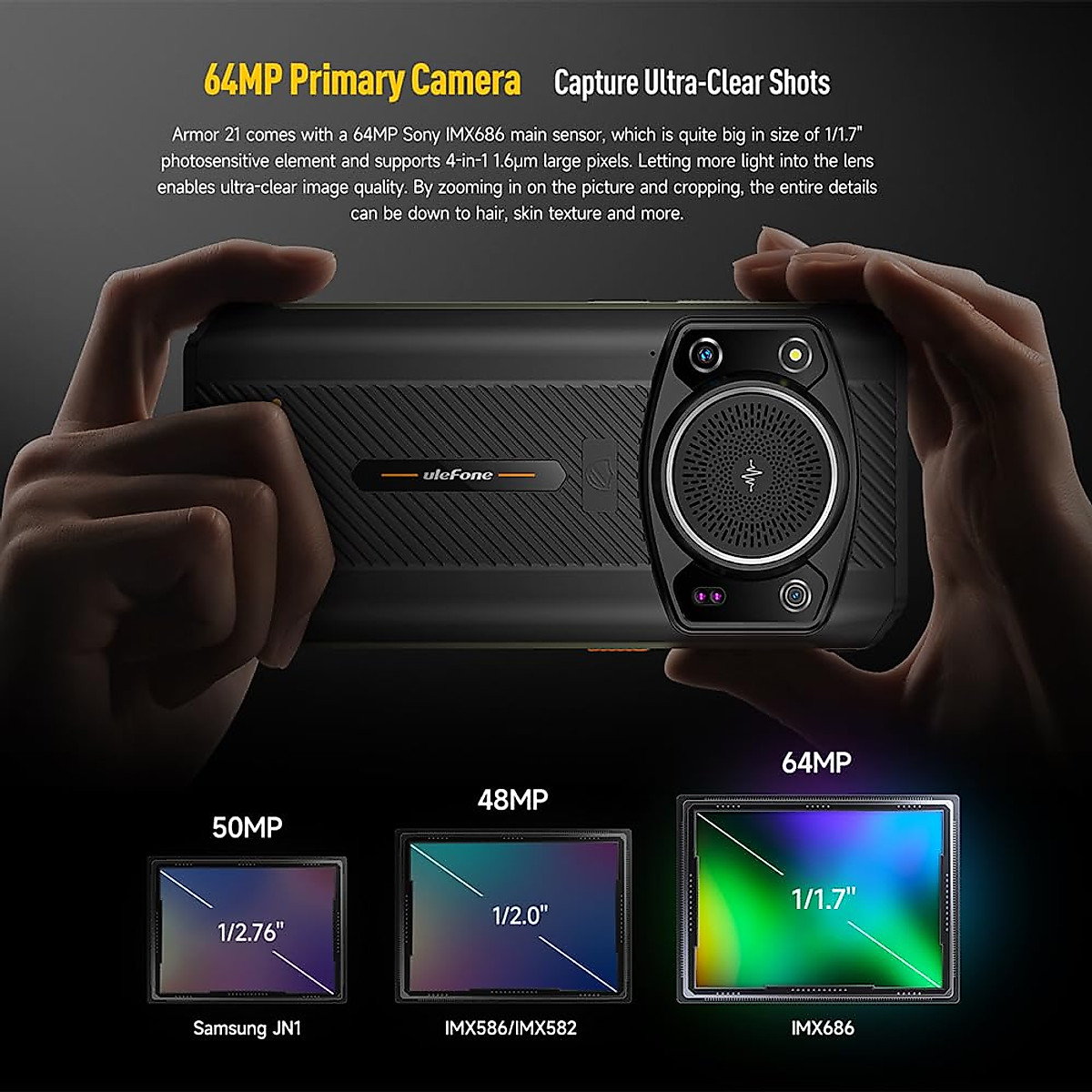 Ulefone Armor 21 Android 13 Rugged Smartphone Unlocked, MTK Helio G99 16GB+256GB Cell Phone, 3.5W Big Speaker, 64MP+24MP Night Vision Camera, 6.58"FHD+, 9600mAh, Dual SIM 4G Rugged Phone, NFC GPS OTG