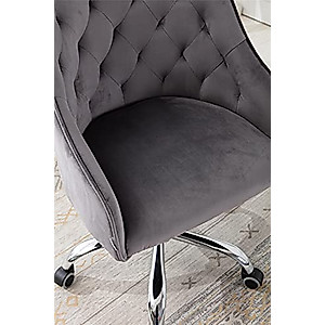 Modern Shell Swivel Chair, Velvet Desk and Chair, Leisure Office Chair Living Room Bedroom (Black)