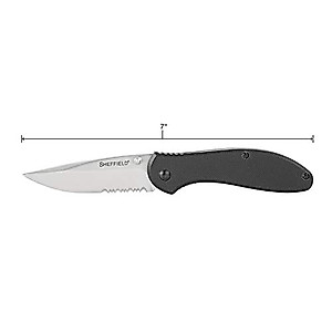 Sheffield 12164 Berda Assisted Open Knife, 3 Inch Blade EDC Knife, for Survival Gear, Self Defense, and More, G10 Handle, Partially Serrated