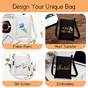 Muka 4 Pack Small Crossbody Canvas Zipper Bag, 7 x 9 Inch Black Bag for DIY Craft