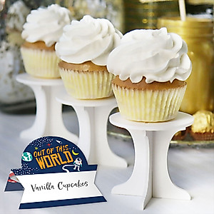 Big Dot of Happiness Blast Off to Outer Space - Rocket Ship Baby Shower or Birthday Party Tent Buffet Card - Table Setting Name Place Cards - Set of 24