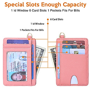 Badiya Credit Card Holder Slim Minimalist Wallet, Front Pocket Purse RFID Blocking Wallet Compact Card Case with ID Window for Women & Men