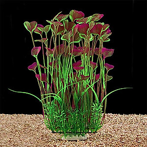 QUMY Large Aquarium Plants Artificial Plastic Fish Tank Plants Decoration Ornament for All Fish (A-Red)