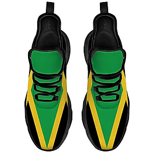 Ciadoon Jamaica Shoes for Women Men Jamaica Jamaican Flag Tennis Sneakers Running Walking Shoes Gifts for Her Him,Size 8 Men/10 Women Black