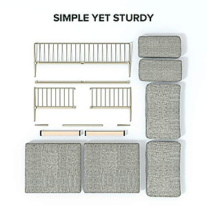 ZINUS Janelle Gold Metal Loveseat / Steel Framework with Upholstered Cushions / Easy Assembly