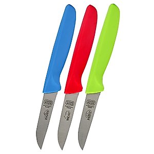Paring Knife 3-Piece Set - 3 inches - Sharp Kitchen Knife - Ergonomic Handle, Pointed Tip - Color Coded Kitchen Tools by The Kosher Cook
