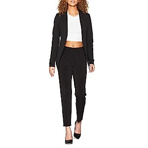 BCBGeneration Women's Relaxed Asymmetrical Open Front Tuxedo Blazer, Black, Small