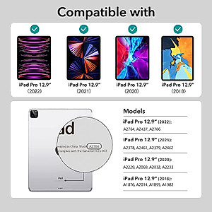 Hi Space for iPad Pro 12.9 Case 2022 2021 2020 2018 6th 5th 4th 3rd Gen with Pencil Holder, Frosted Colorful Leaf Trifold Stand Protective Shockproof Cover Auto Sleep Wake