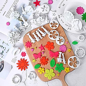 33 Piece Fondant Cake Cookie Plunger Cutter Sugarcraft Flower Leaf Butterfly Heart Shape Decorating Mold DIY Tools
